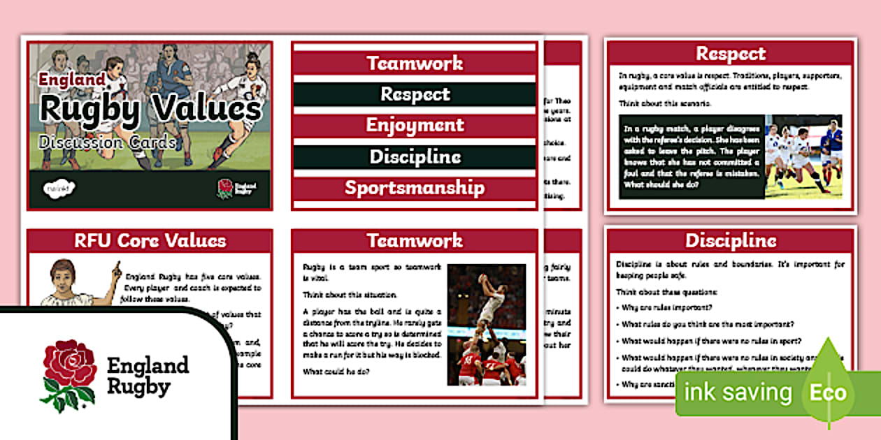 FREE! - England Rugby: RFU Values Discussion Cards Ages 7-11